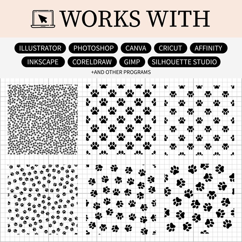 10 Paw Seamless Pattern Svg, Paw Prints Svg, Dog Paw Print Svg, Puppy ...