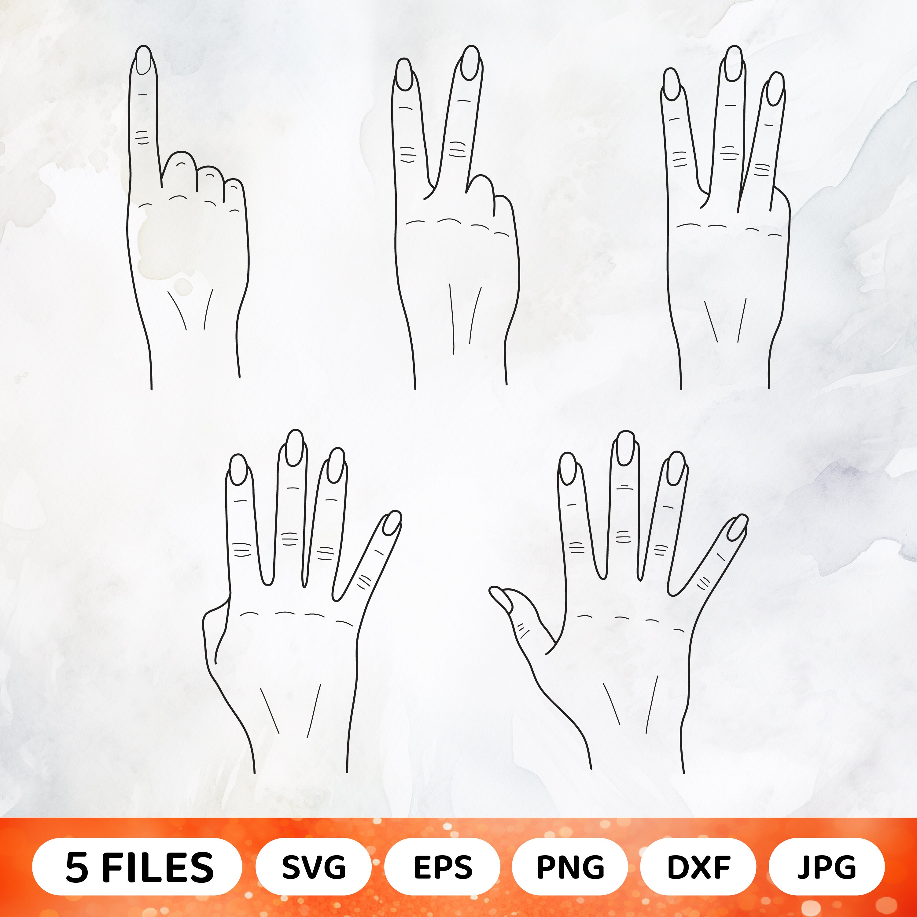 Finger Count SVG Bundle, Female Counting Hands, Finger Count Clipart ...