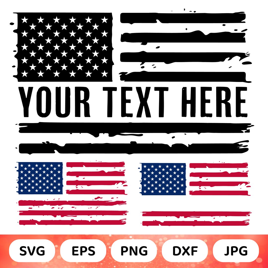 Personalized Distressed American Flag SVG: Patriotic Cutting Files ...