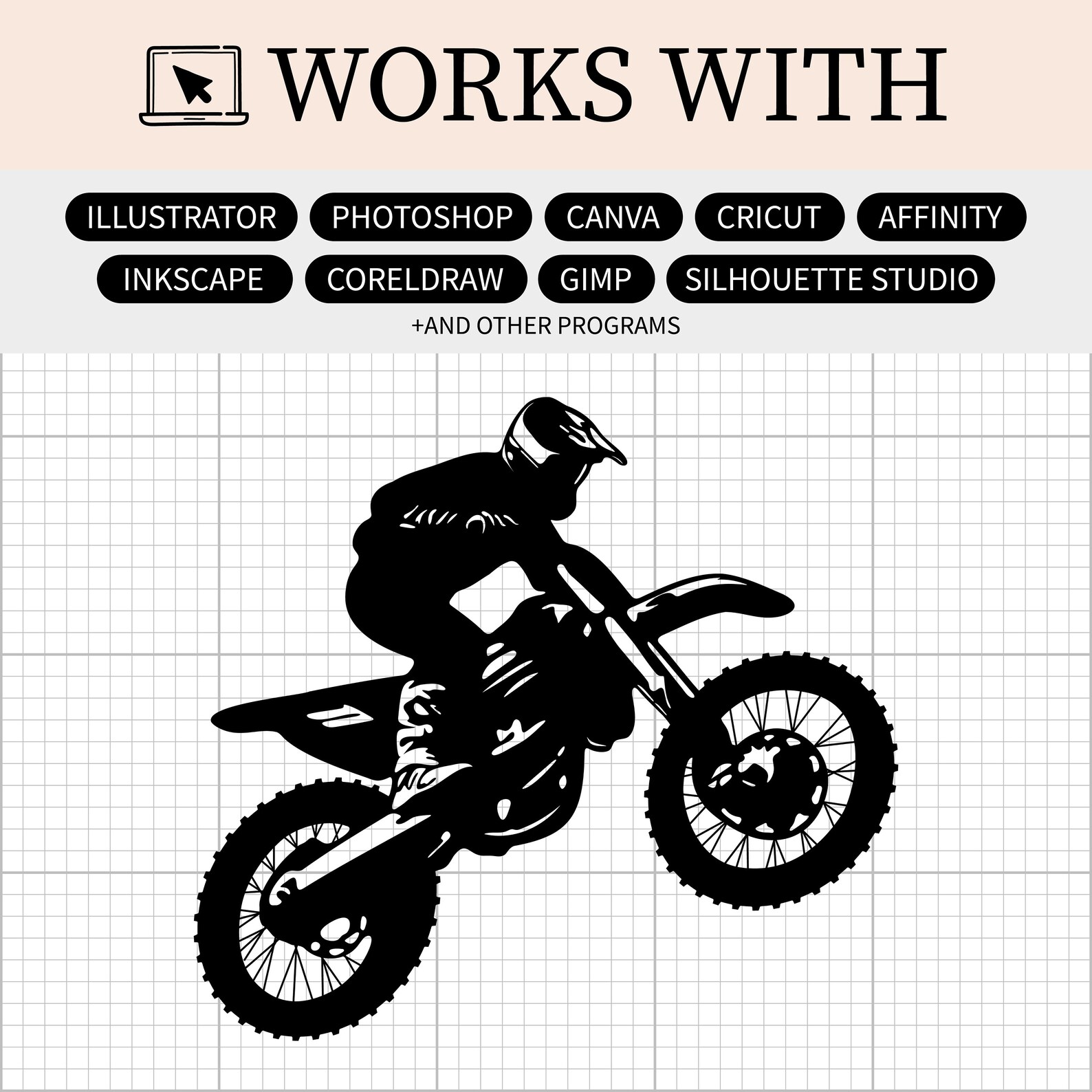 Motocross Rider Svg, Dirtbike Svg Silhouette, Vector Cut File for ...