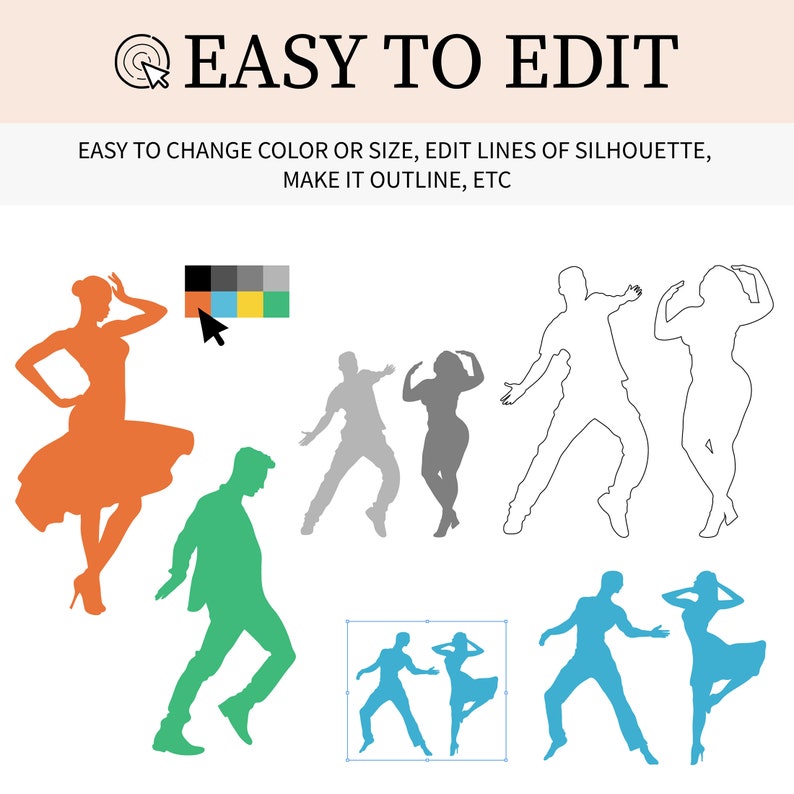 Dance Silhouette Svg Bundle - 100 Designs, Dancing People Svg, Dancer ...