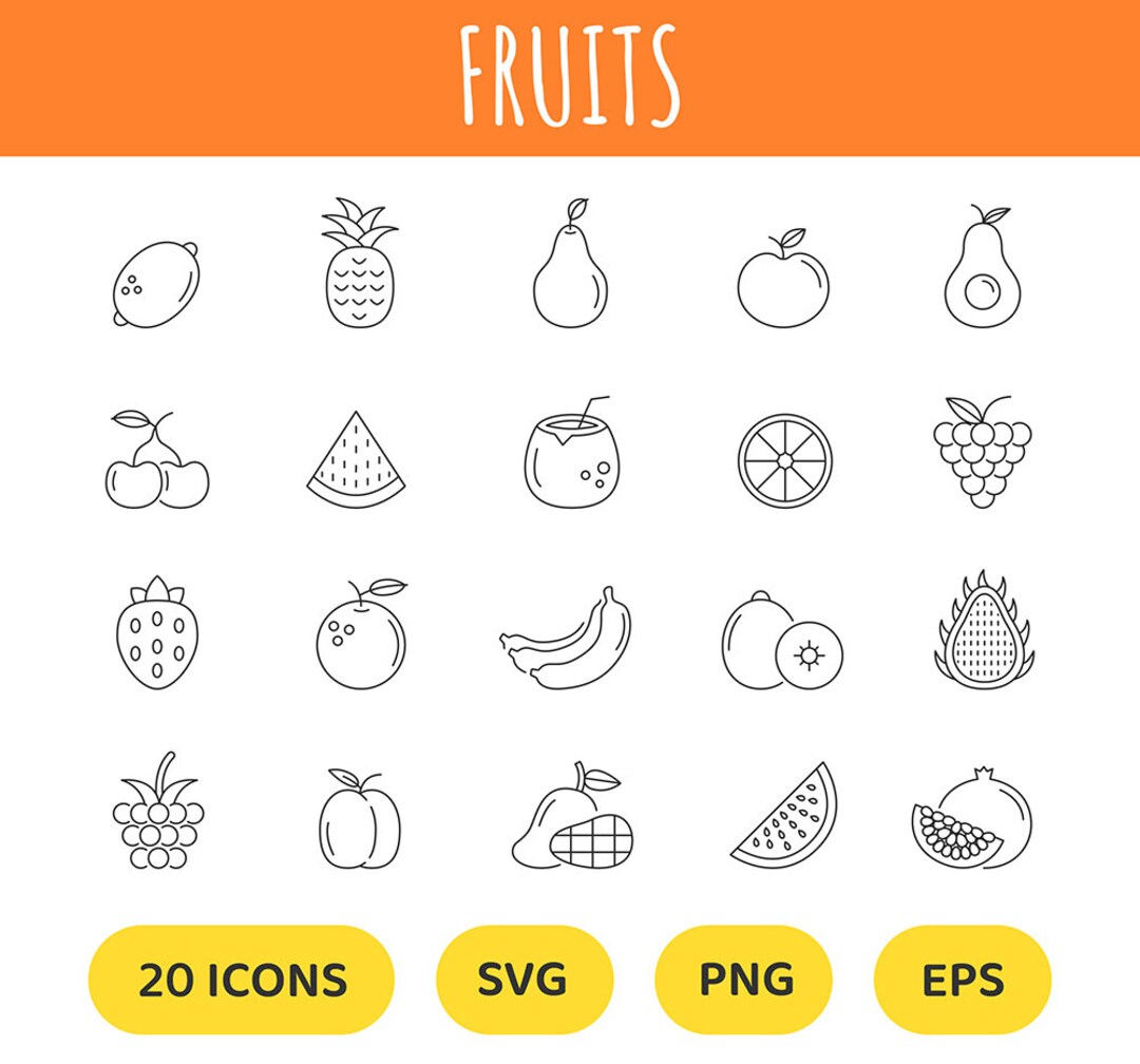 Fruit Clipart, Clip Art Set Of: Pineapple, Strawberry, Apple ...