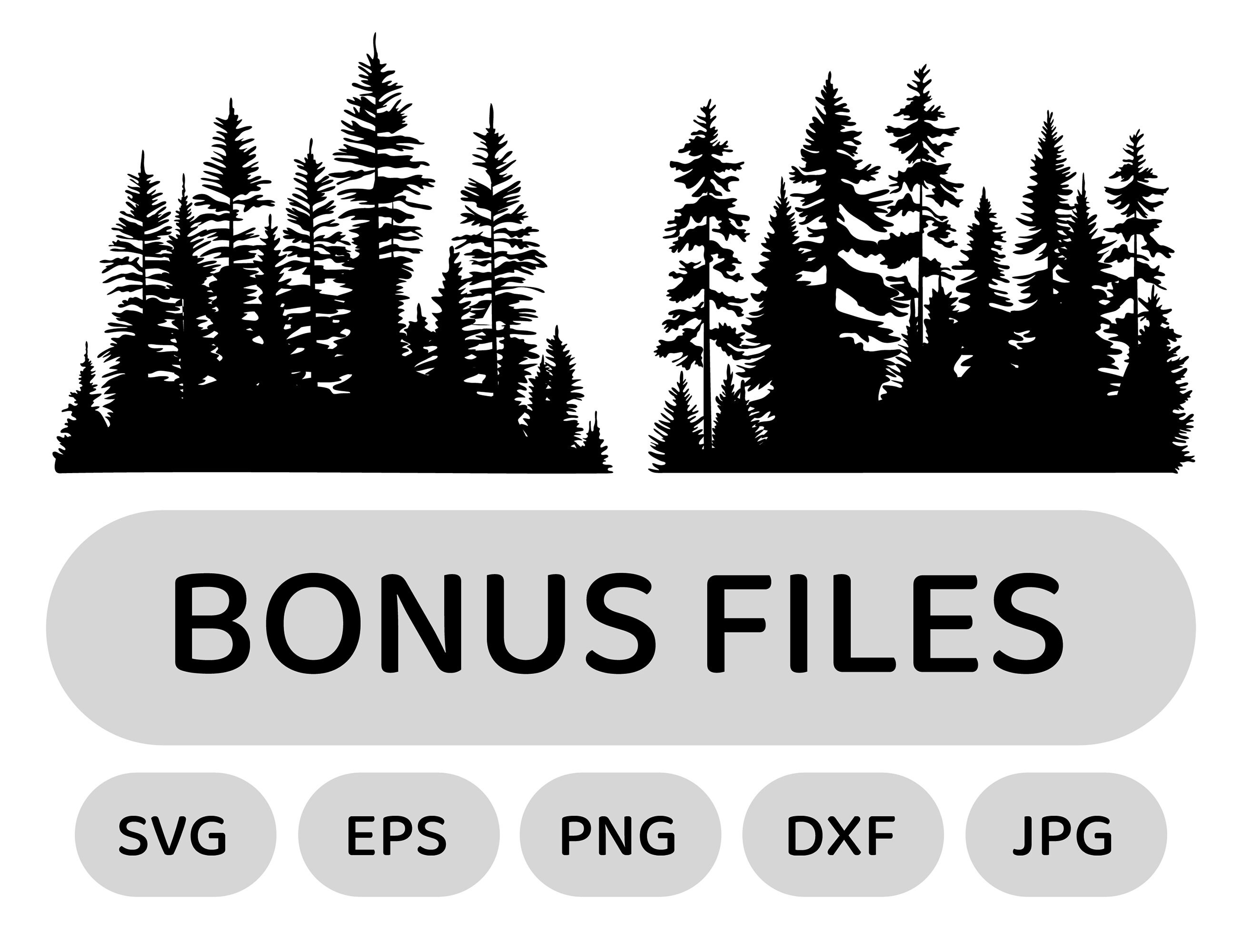 Forest Trees Silhouette Bundle SVG, Pine Tree Bundle Svg, Pine Tree Svg ...