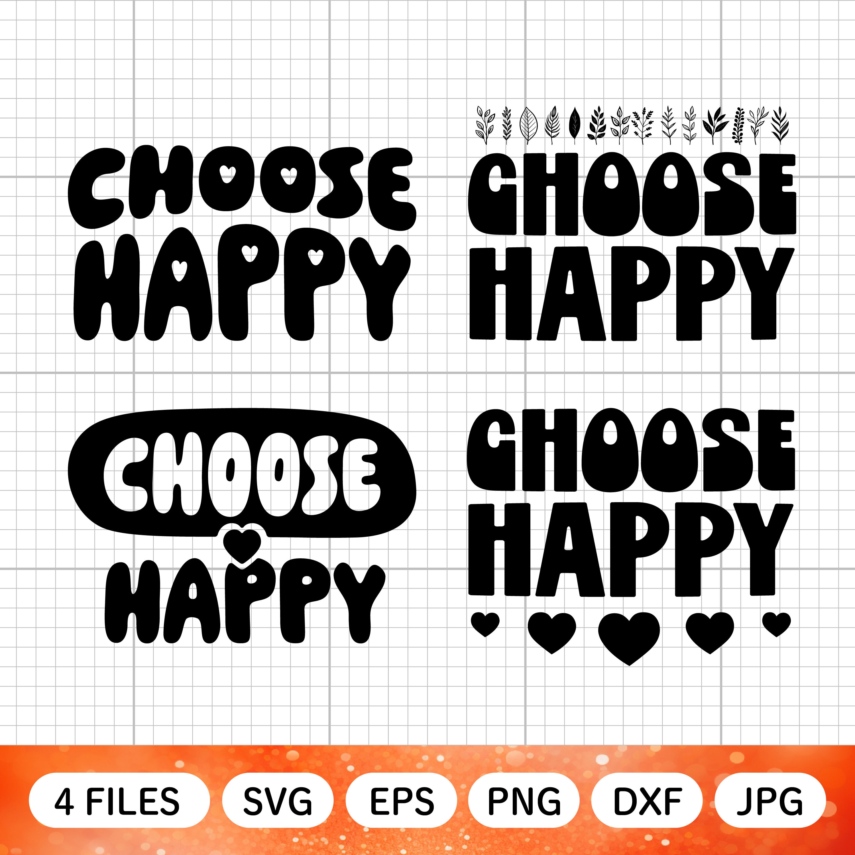 Choose Happy Bundle Svg, Happiness Svg, Inspirational Svg, Be Happy Svg ...