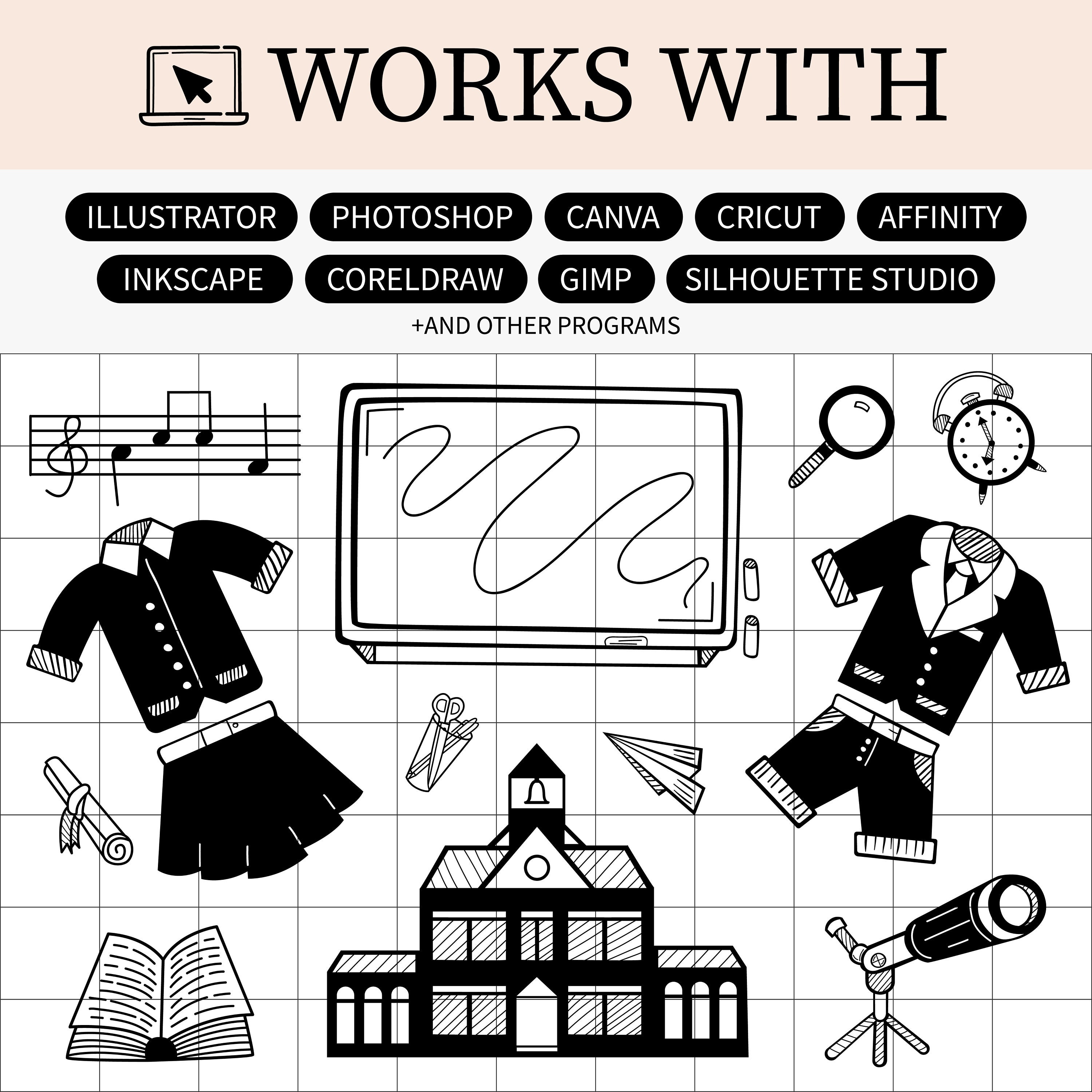 Back to School Svg Bundle, School Supplies Svg, School Silhouette ...