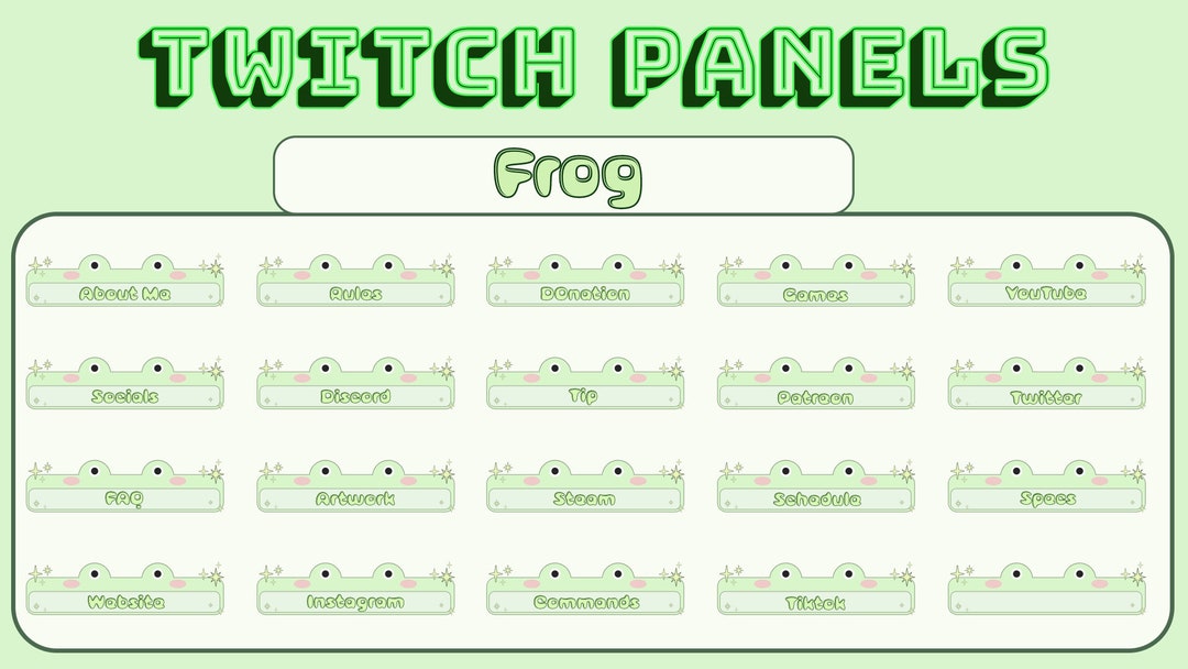 Twitch Panel - Frog Edition | 20 Panels INCLUDING One Blank | Ready to ...