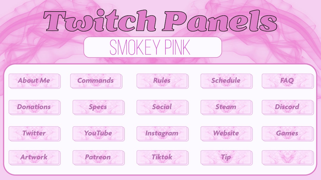 Twitch Panels | Smokey Pink Edition | 20 Completed Panels INCLUDING One ...