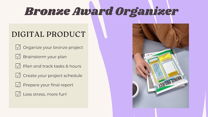 Printable Bronze Award Project Organizer for Scout Troops - Digital ...