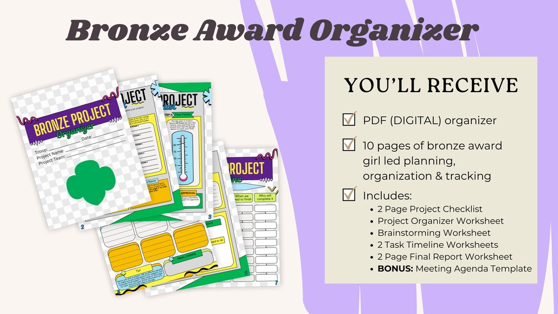 Printable Bronze Award Project Organizer for Scout Troops - Digital ...