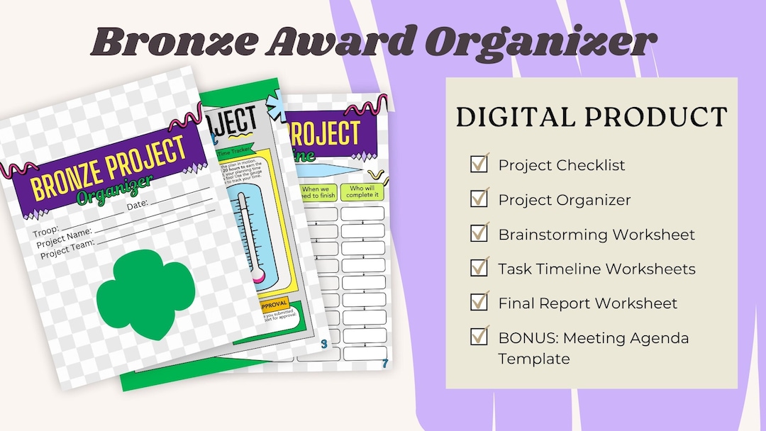 Printable Bronze Award Project Organizer for Scout Troops - Digital ...