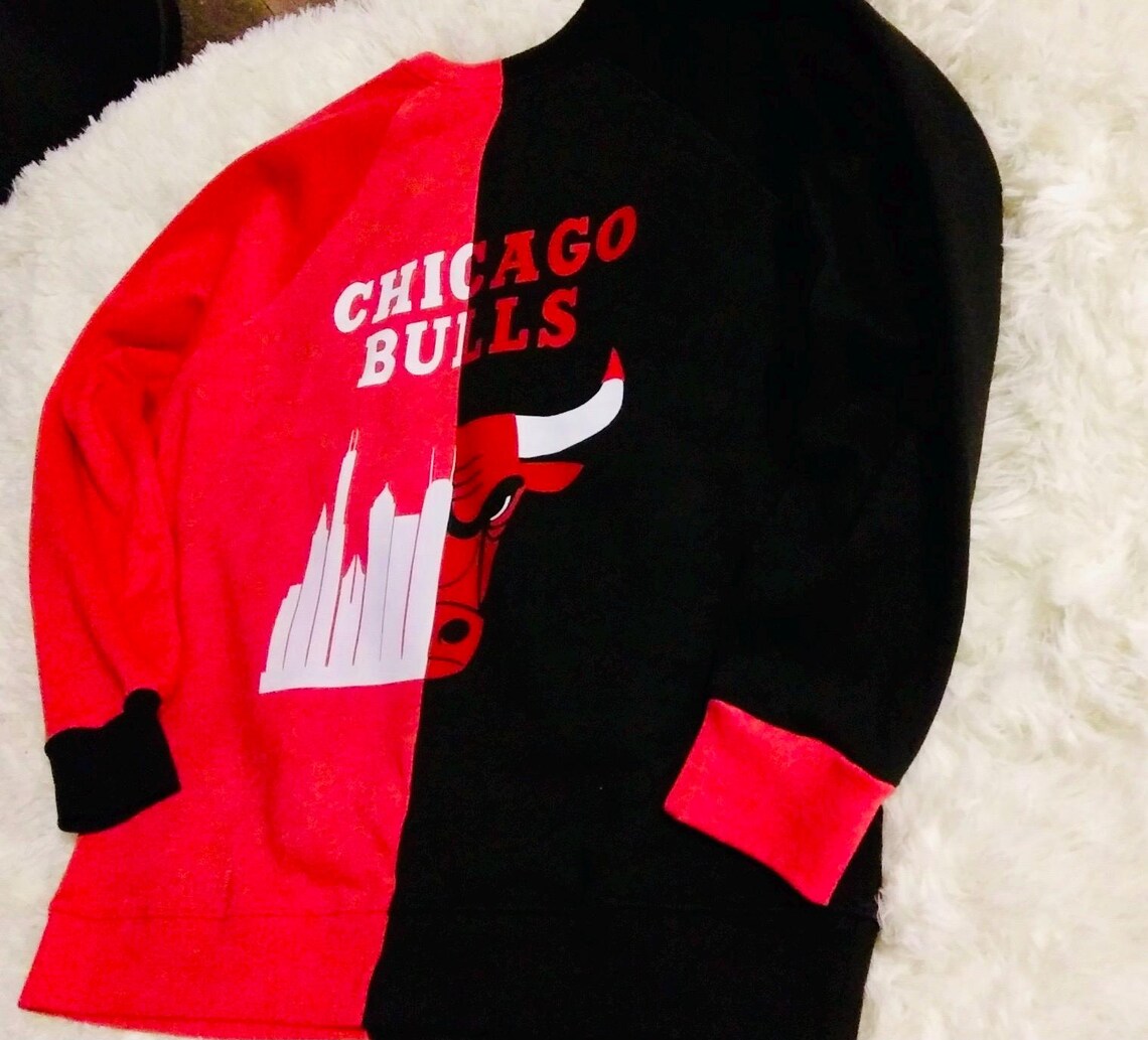 Chicago Bull Color Block, Red and Black Chicago Bull Sweatshirt \ T ...