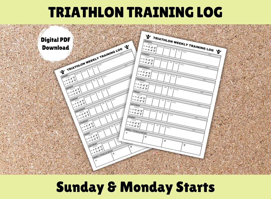 Printable Multisport Exercise Journal | Triathlon Training Log | Weekly ...