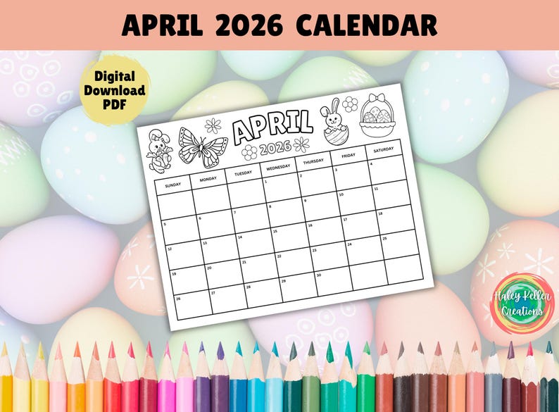 April 2026 Coloring Calendar, Printable March Calendar Activity ...