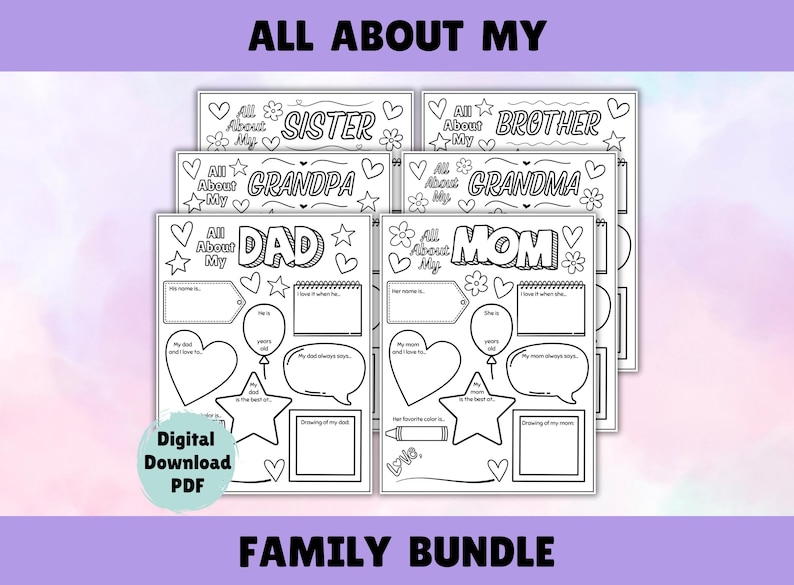 All About My Family Fill in Template, Mothers Day, Fathers Day ...