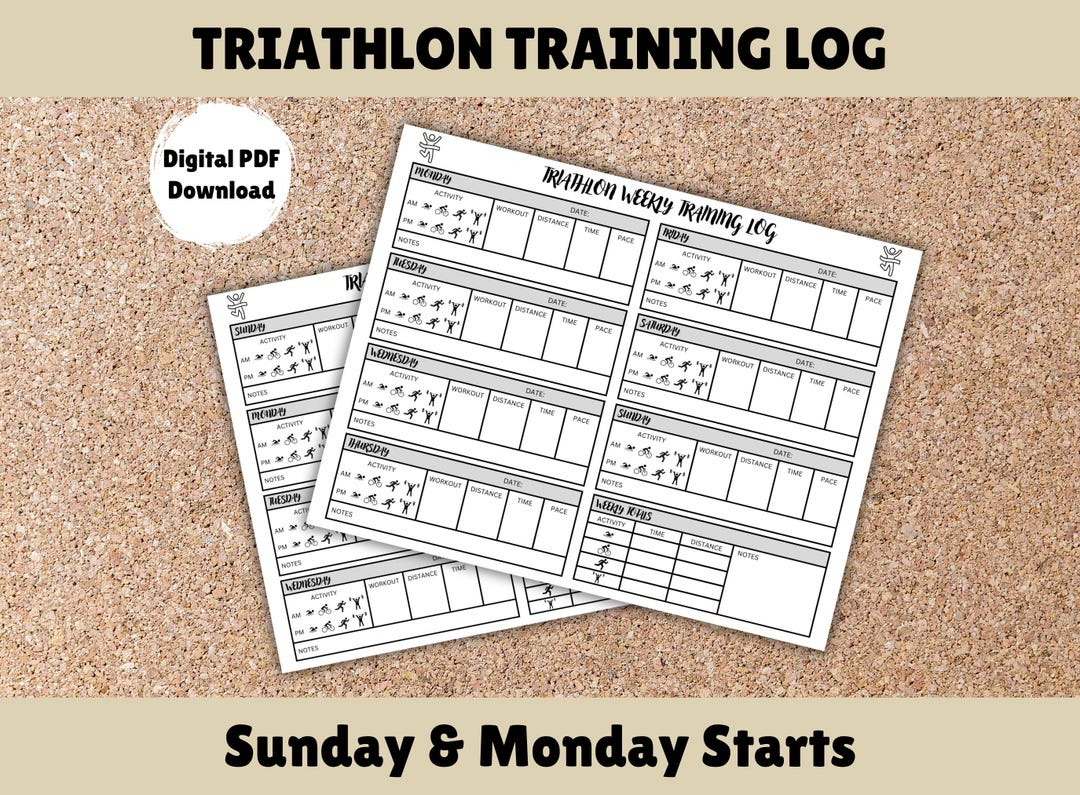 Triathlon Weekly Workout Planner | Tri Training Log | Printable ...