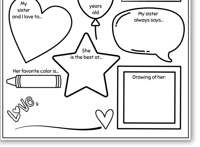All About My Sister Fill in Template, Sibling's Day Activity, My Sister ...