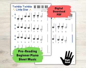 Twinkle Twinkle Little Star - Piano Pre-staff Sheet Music - Etsy