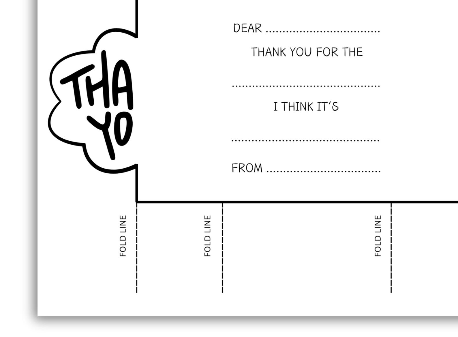 Kids Thank You Cards, Printable Fill in the Blank Thank You Card for ...