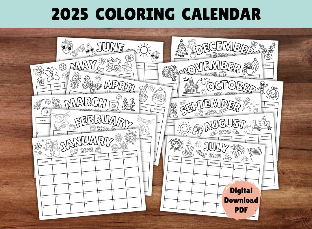 2025 Coloring Calendar Download, 2025 Calendar Printable Activity for ...