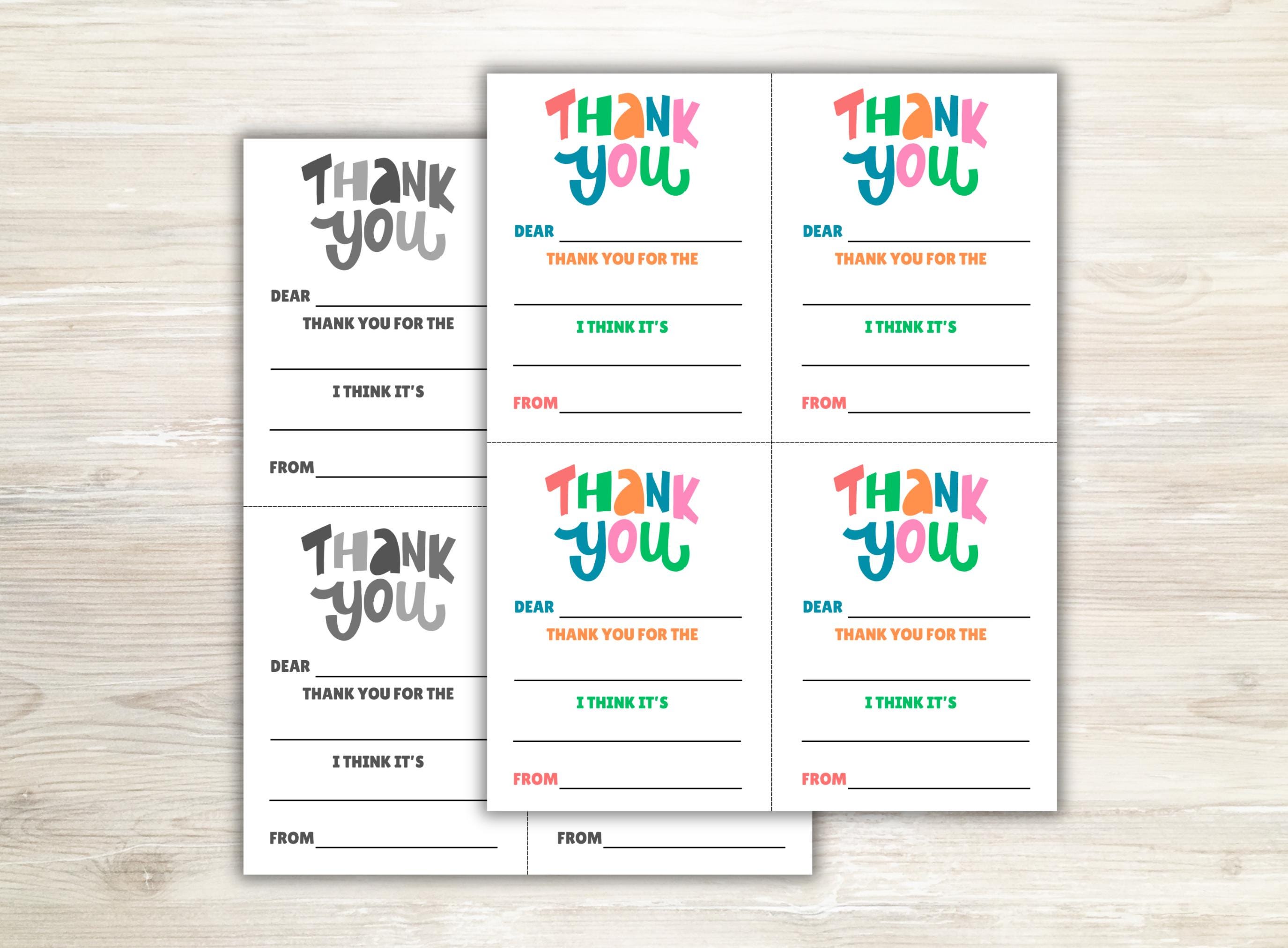 Printable Kids Fill in the Blank Thank You Card, Printable Thank You ...