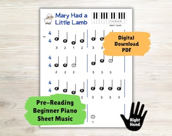 Mary Had a Little Lamb - Pre-staff Piano Music Sheet - Etsy