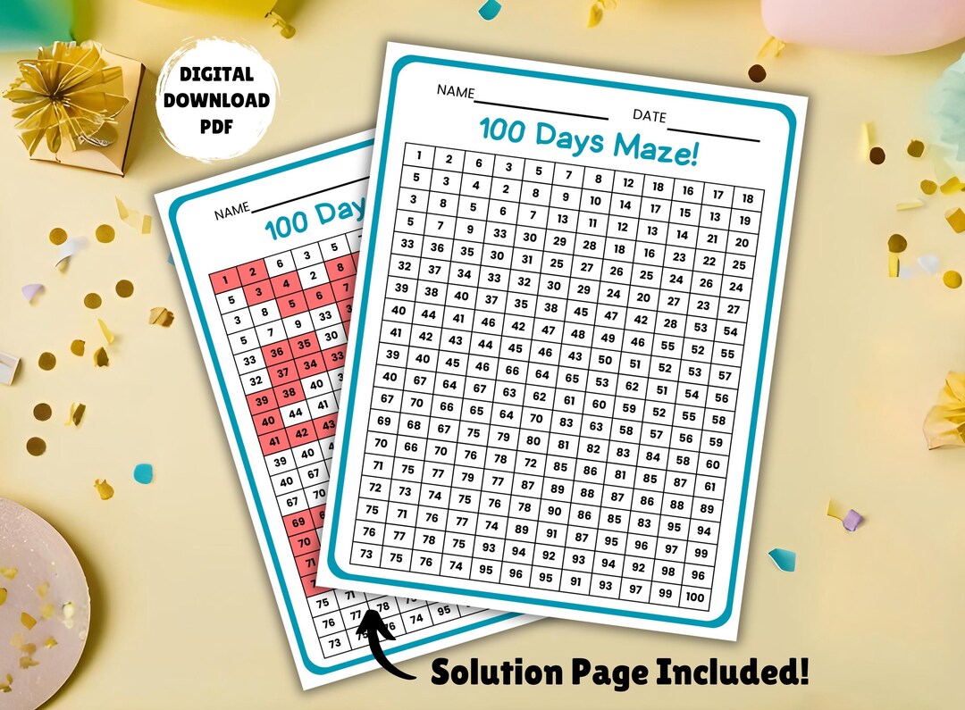 Counting to 100 Number Maze Activity Page | Printable 100 Days of ...