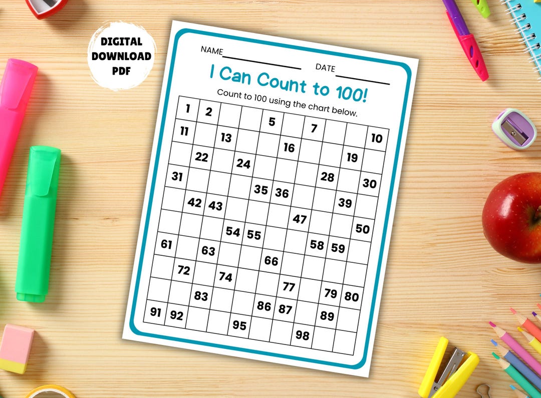 Counting to 100 Activity Page | Printable Numbers Practice Worksheet ...