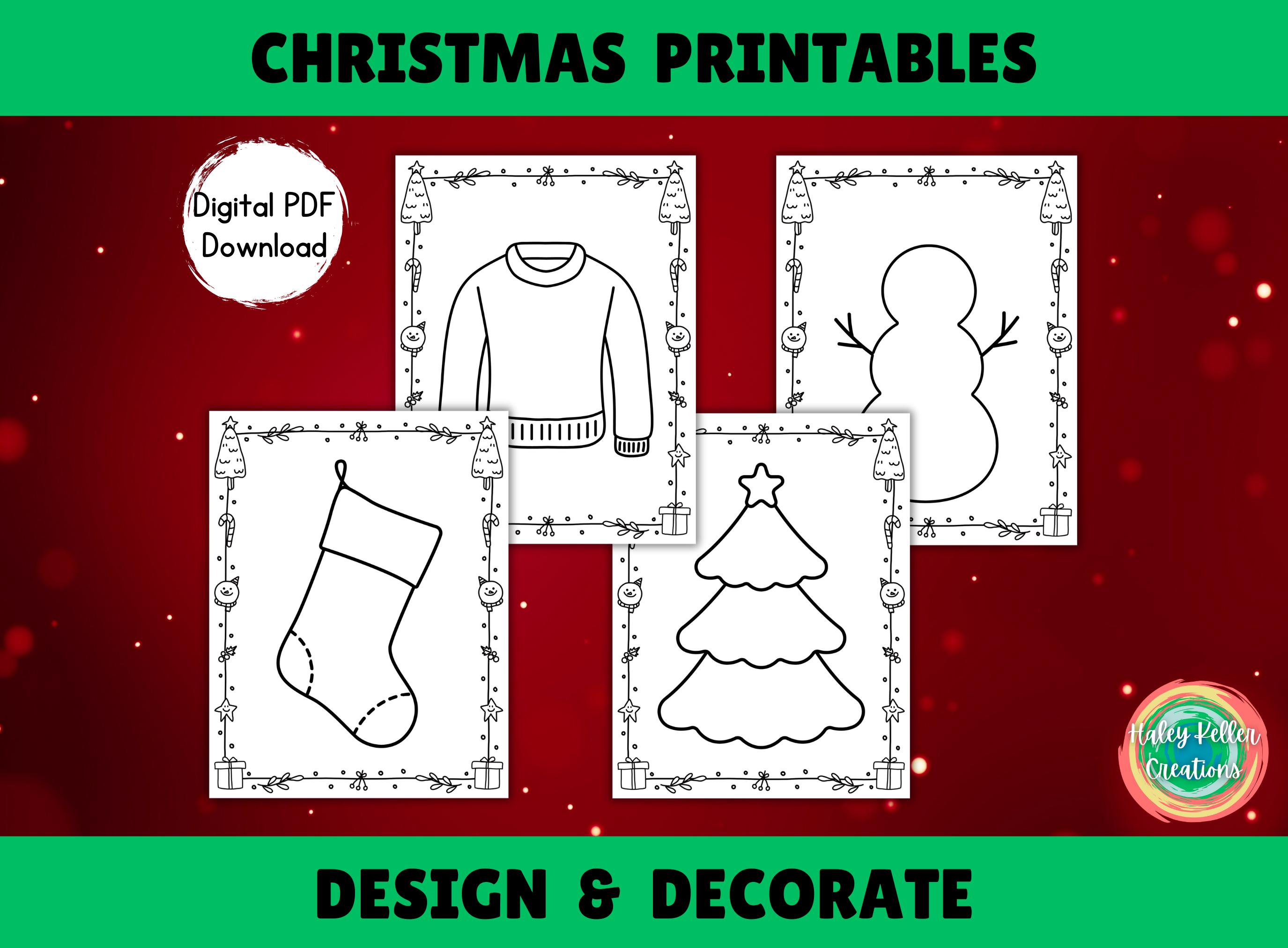 Christmas Printable Design Activity | Ugly Sweater Contest | Stocking ...