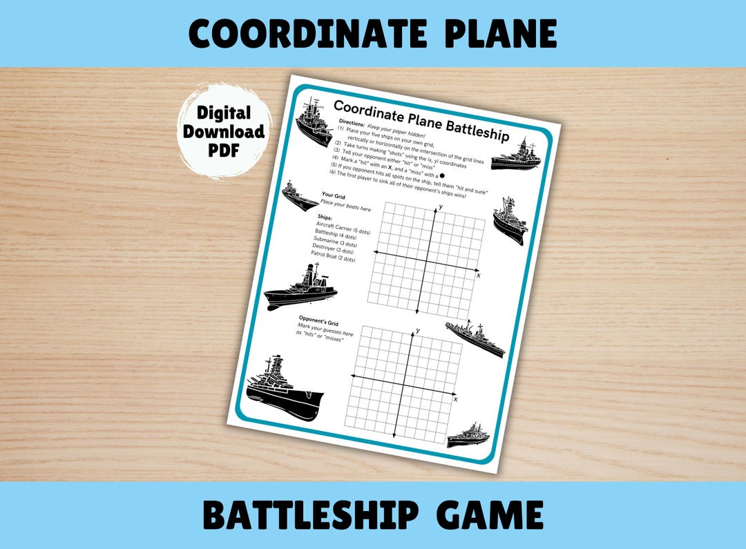 Math Plotting Points Battleship Game, Cartesian Coordinate Plane ...