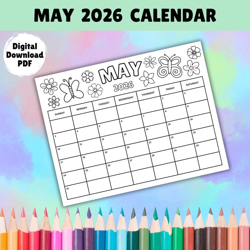 Coloring Calendar May - Etsy UK