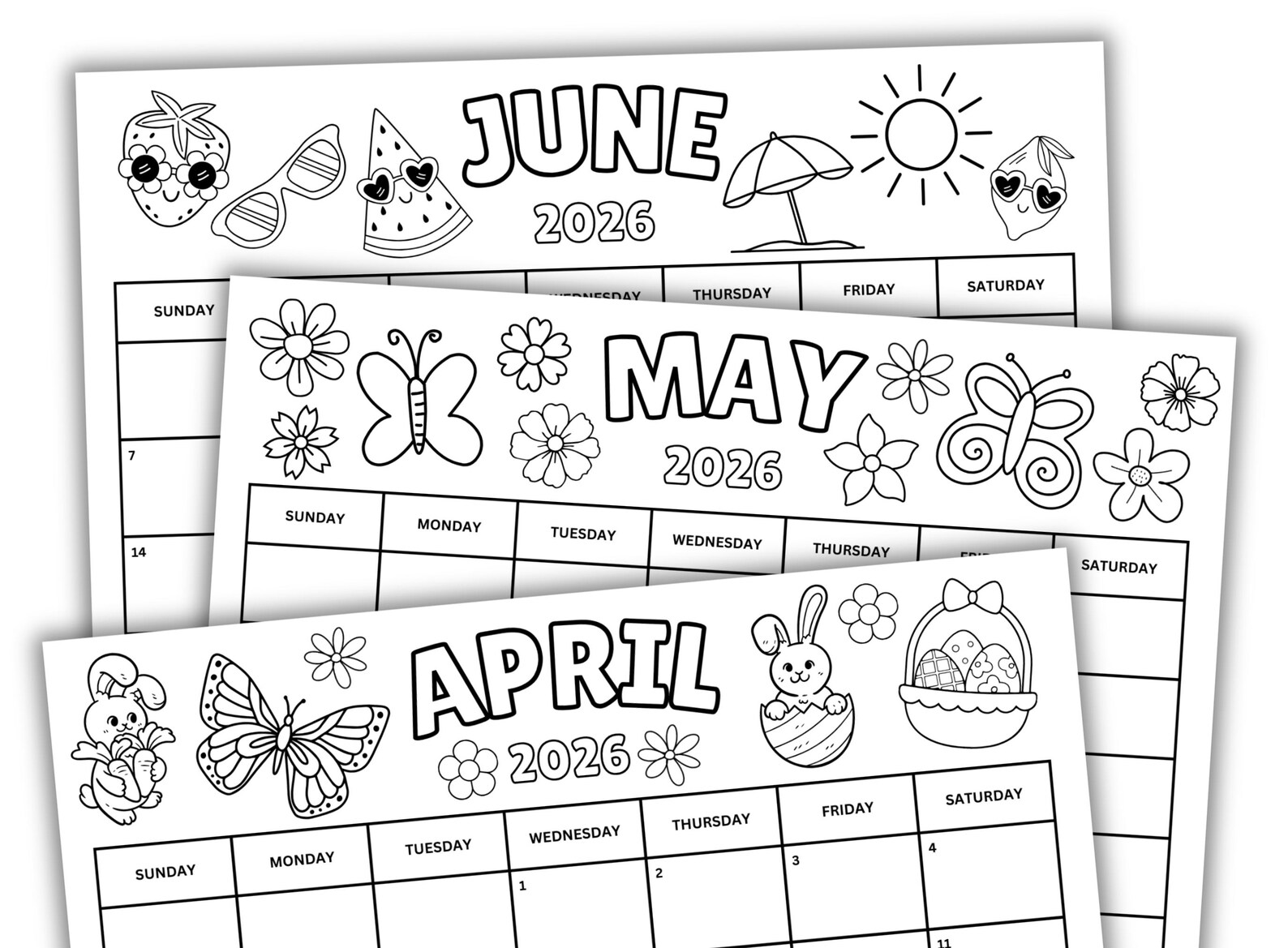 18-month Coloring Calendar Download, 2025-2026 Calendar Printable ...