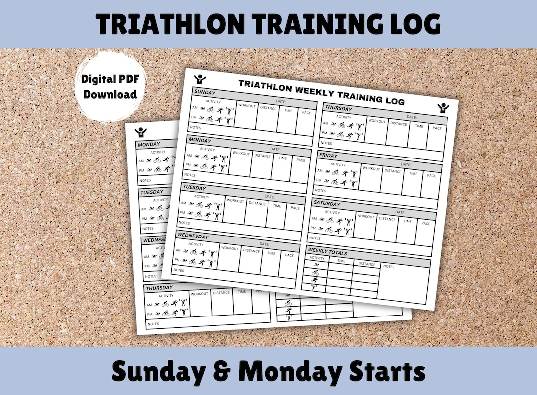 Triathlon Training Log | Weekly Tri Workout Planner | Printable ...