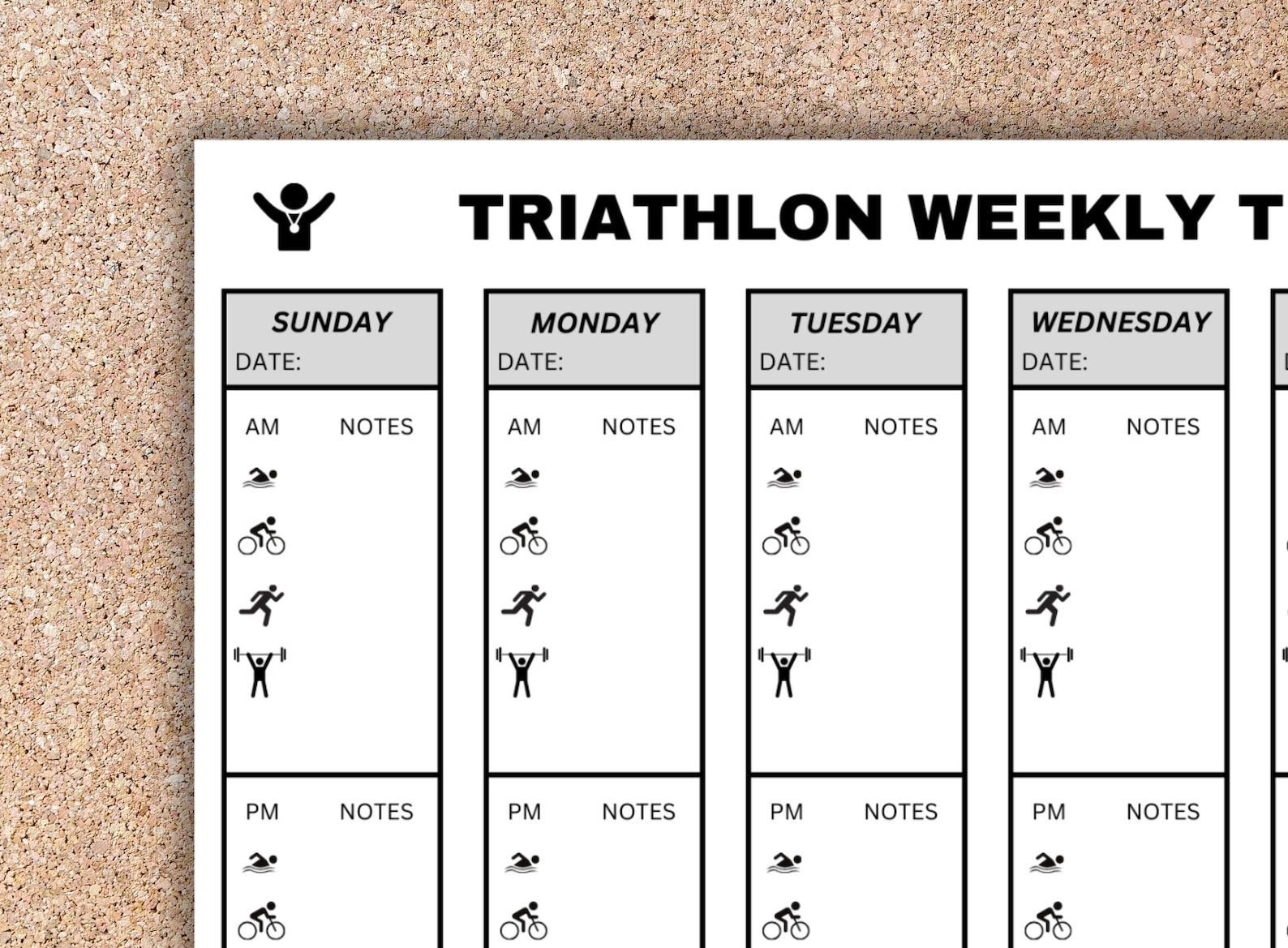 Triathlon Training Log | Tri Workout Weekly Planner | Printable ...