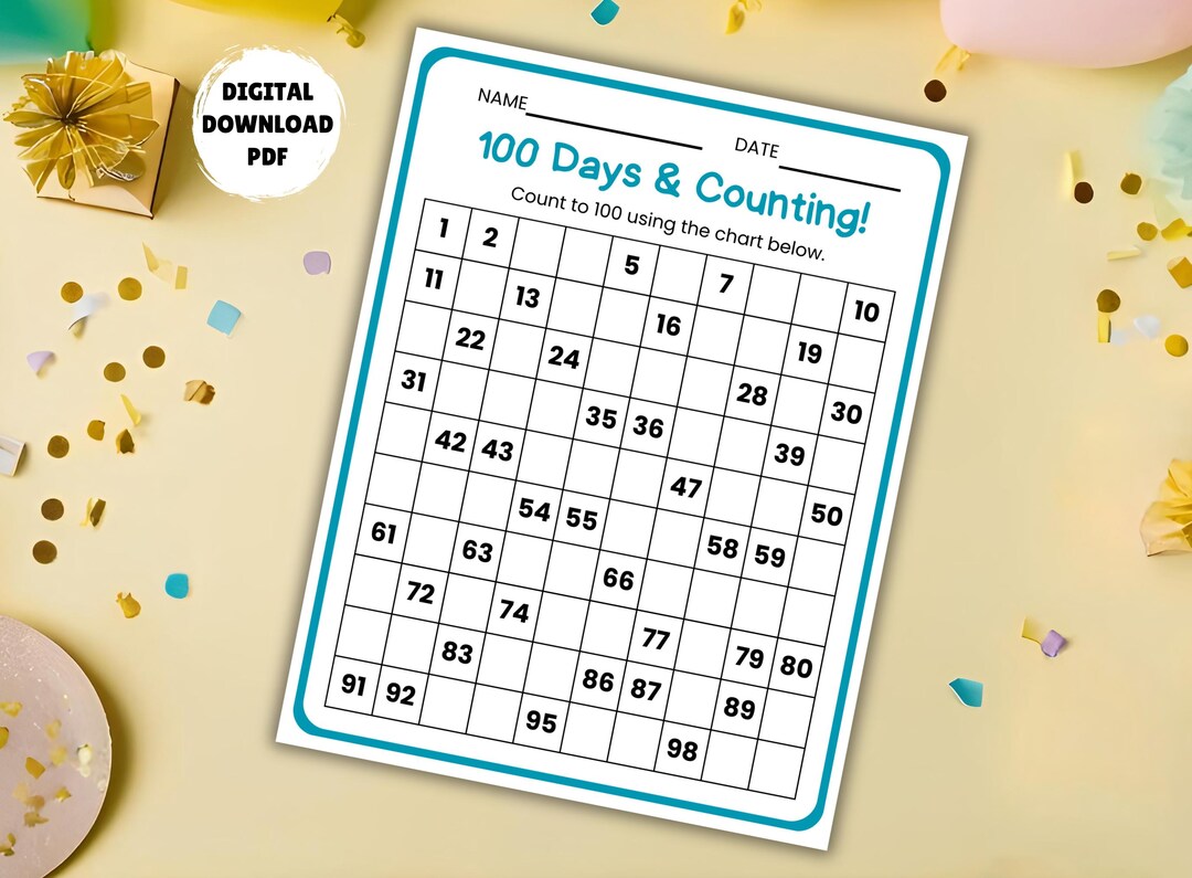 Counting to 100 Activity Page | Printable 100 Days of School Worksheet ...
