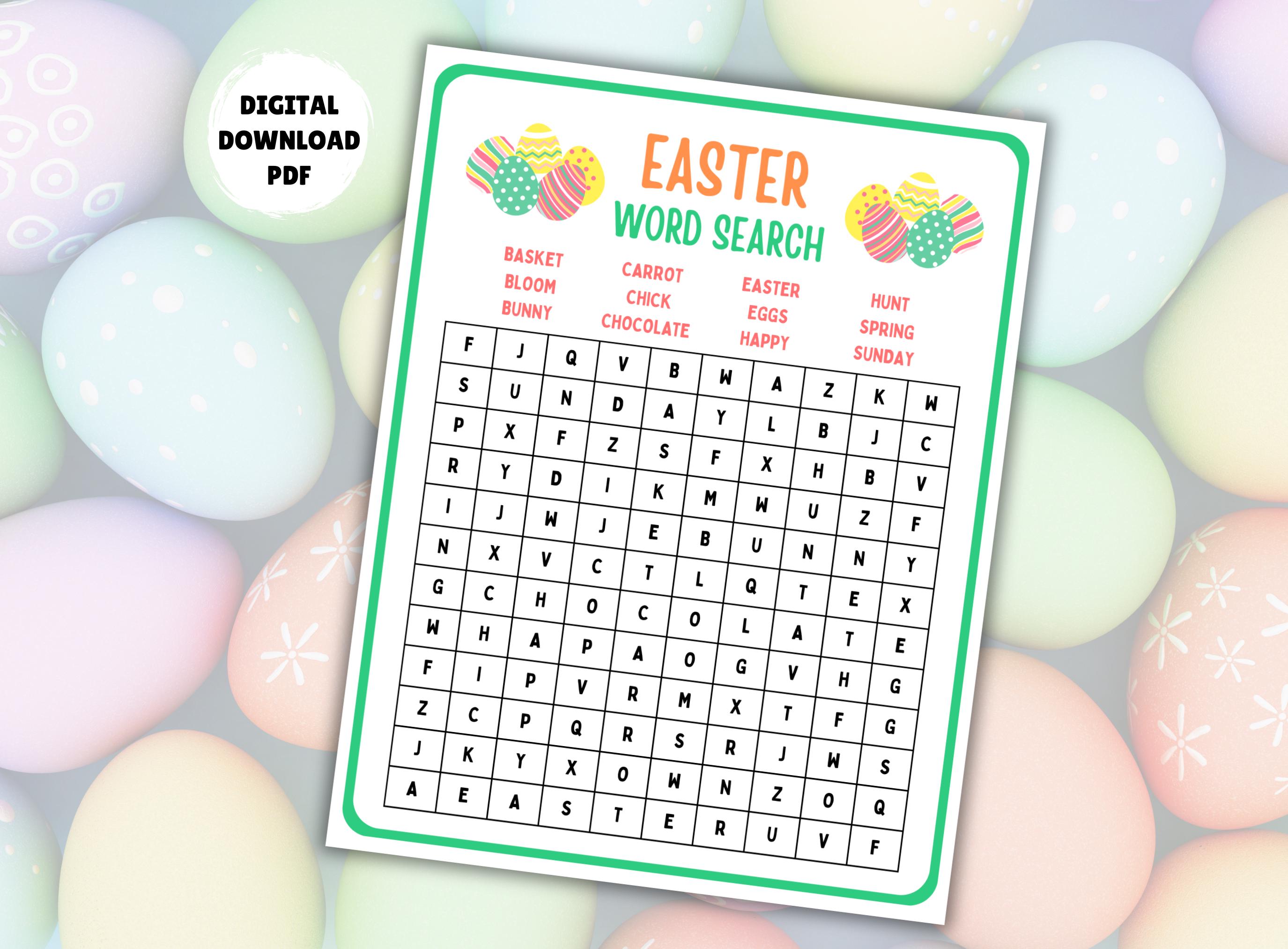 Printable Easter Word Search Game for Kids, Easter Word Puzzle ...