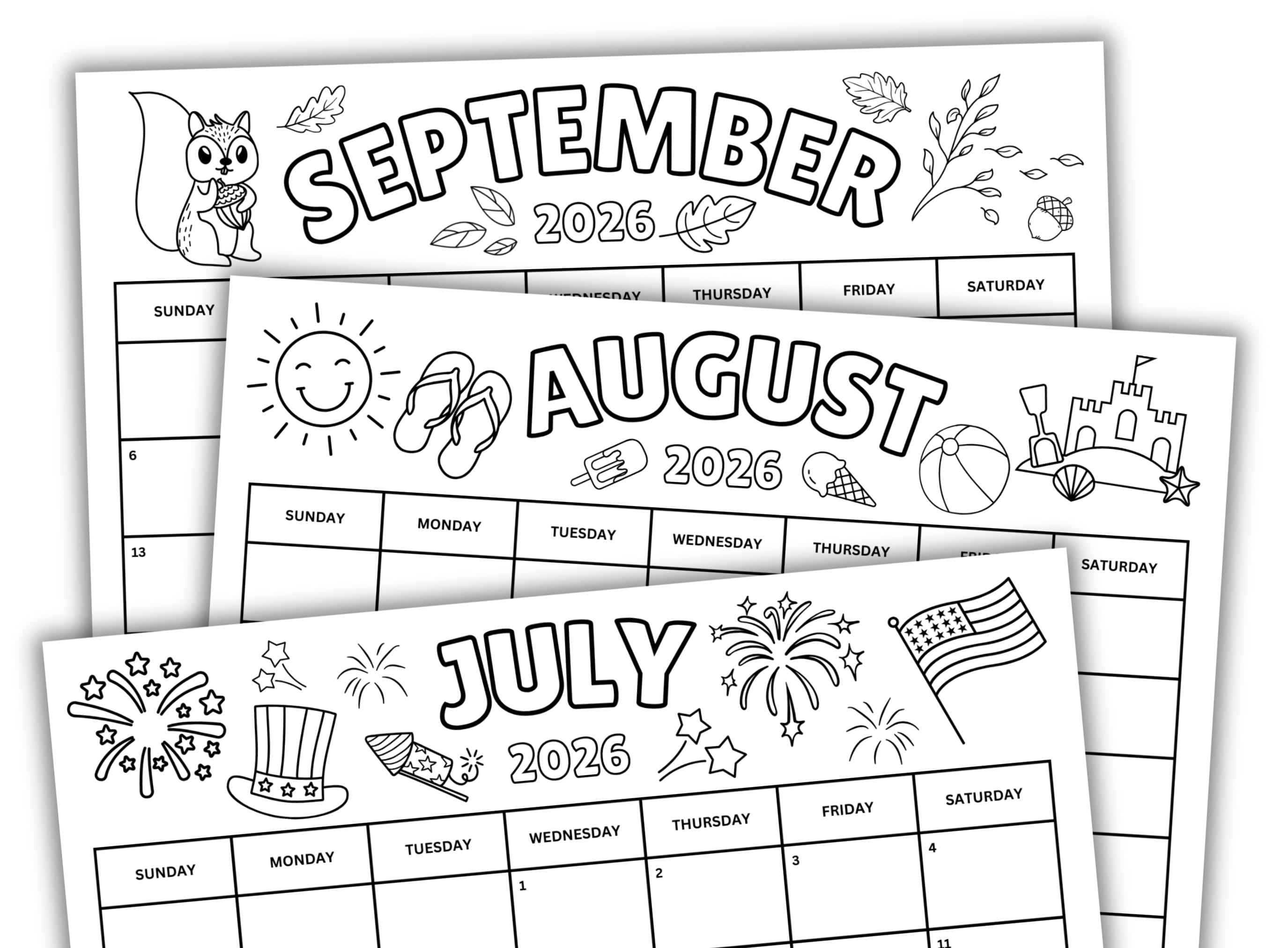 18-month Coloring Calendar Download, 2025-2026 Calendar Printable ...