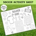 Soccer Party Placemat, Printable Soccer Coloring Activity Sheet, Kids ...