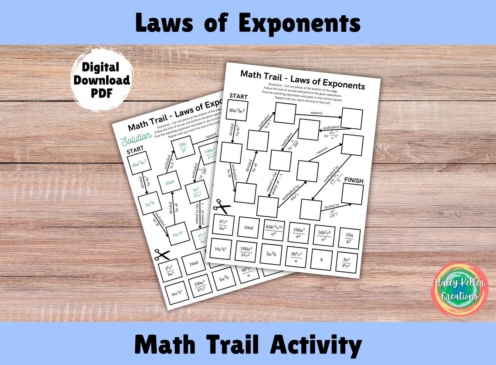 Laws of Exponents Math Activity, Printable Rules of Exponents Review ...