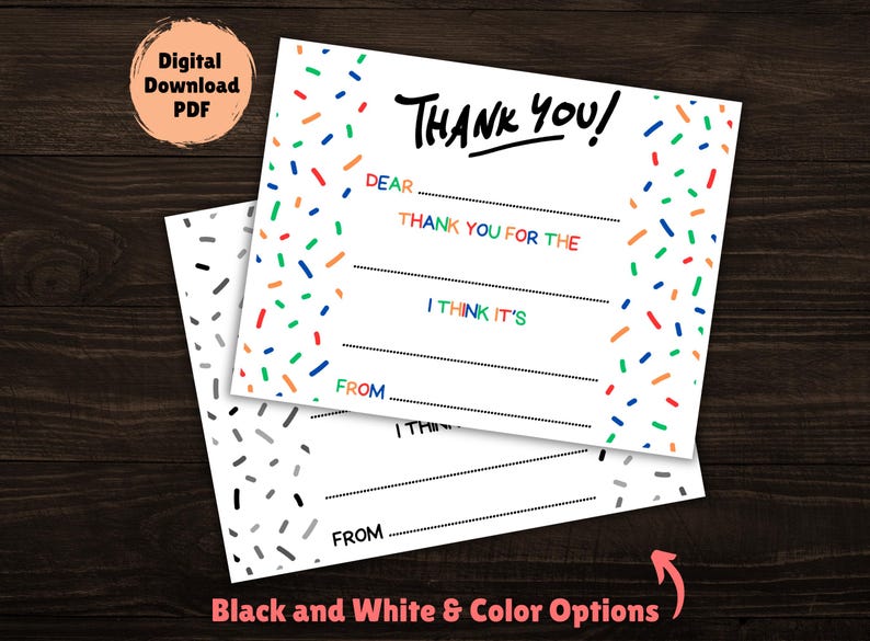 Printable Kids Fill in the Blank Thank You Card, Kids Printable Thank ...