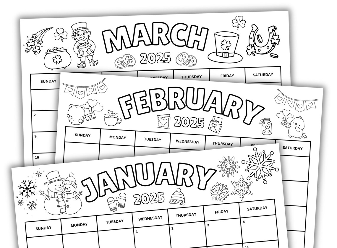 2025 Coloring Calendar Download, 2025 Calendar Printable Activity for ...