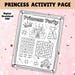 Princess Party Placemat, Printable Princess Coloring Activity Page ...
