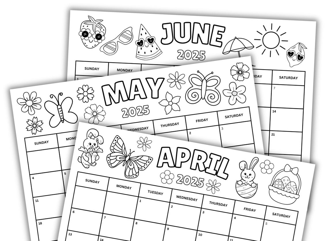 2025 Coloring Calendar Download, 2025 Calendar Printable Activity for ...