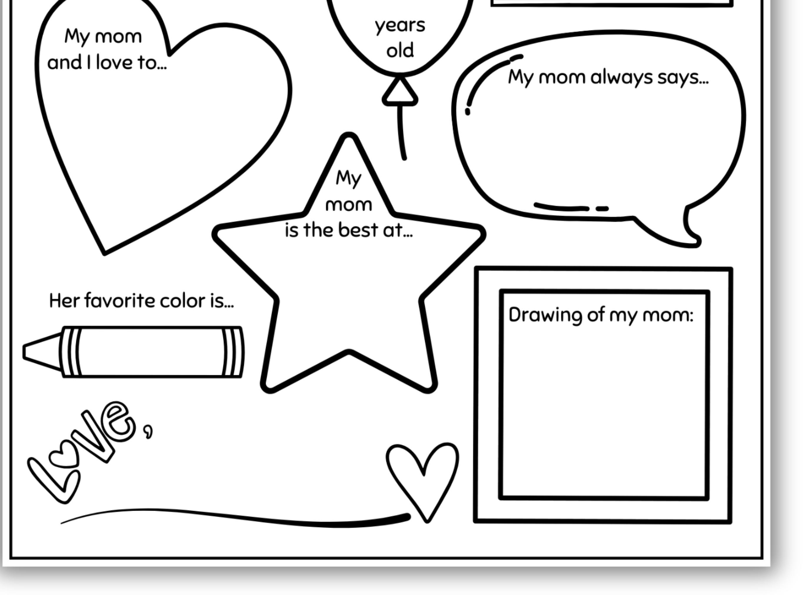 All About My Mom Fill in Template, Mother's Day Activity, Mother's Day ...