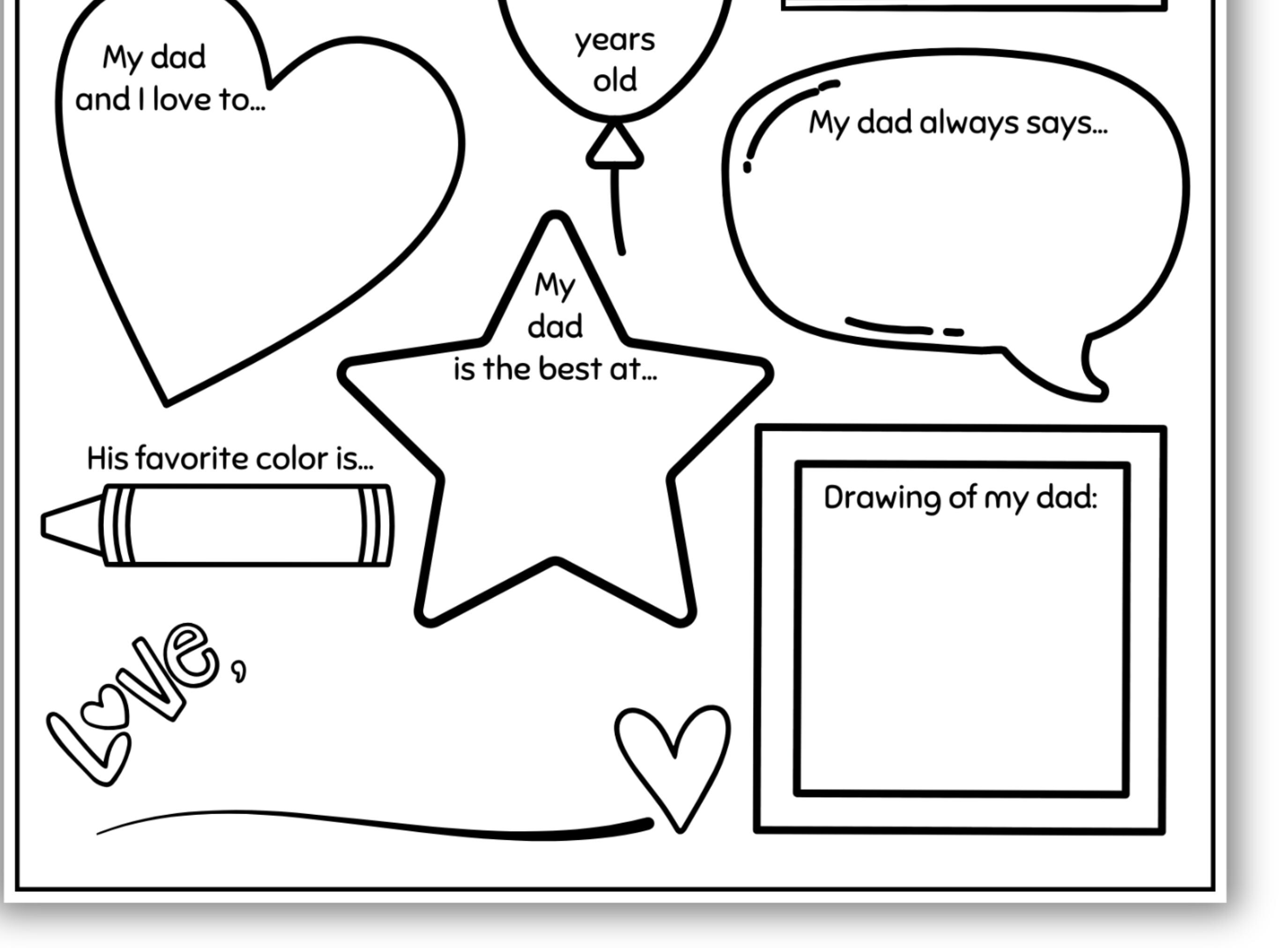 All About My Dad Fill in Template, Father's Day Activity, Father's Day ...