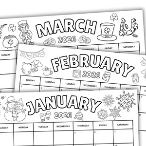 18-month Coloring Calendar Download, 2025-2026 Calendar Printable ...