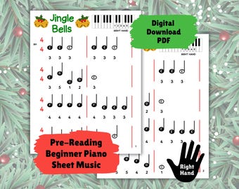 Jingle Bells - Pre Staff Piano Christmas Sheet Music for Beginners (2 ...