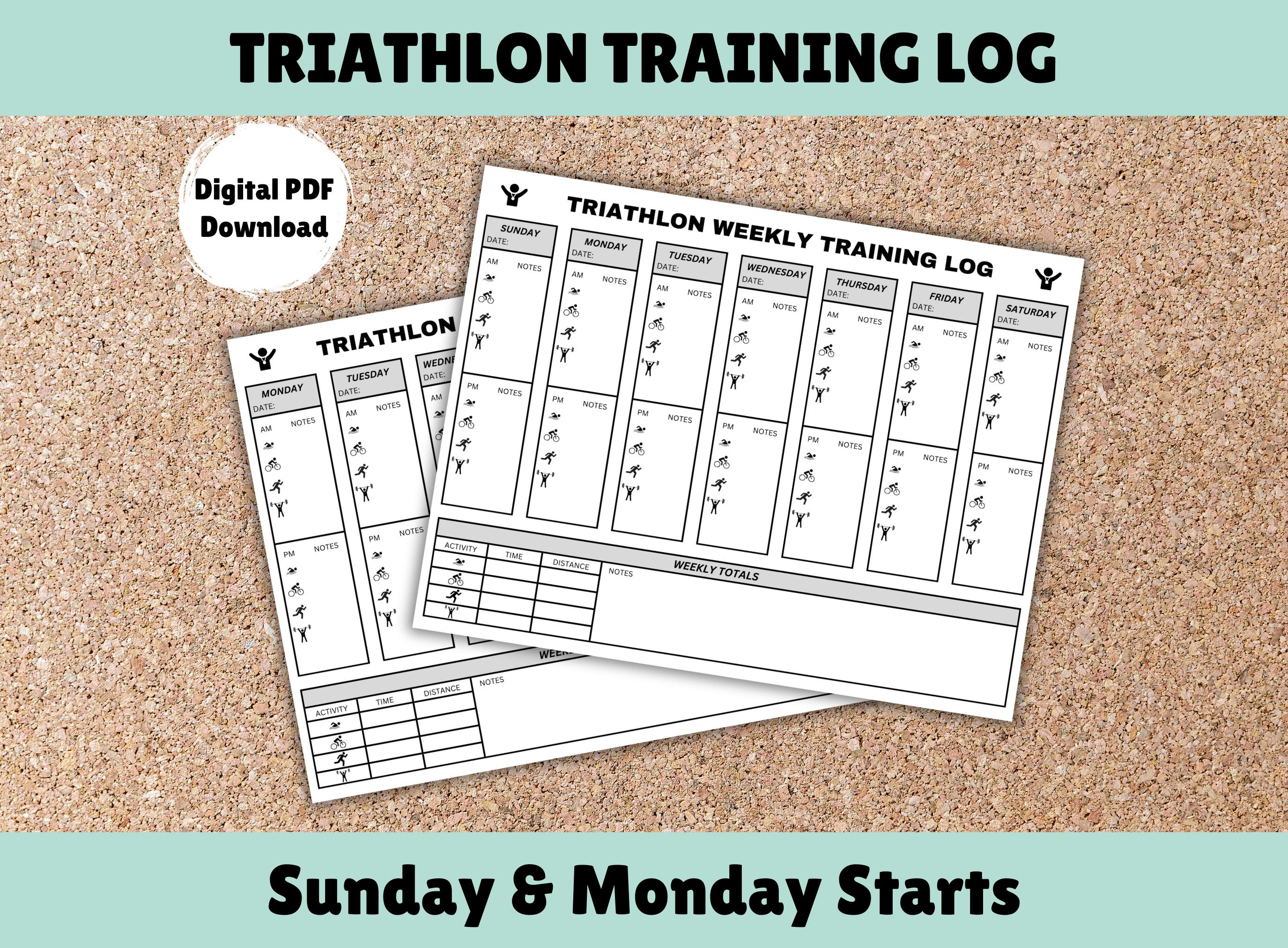 Triathlon Training Log | Tri Workout Weekly Planner | Printable ...