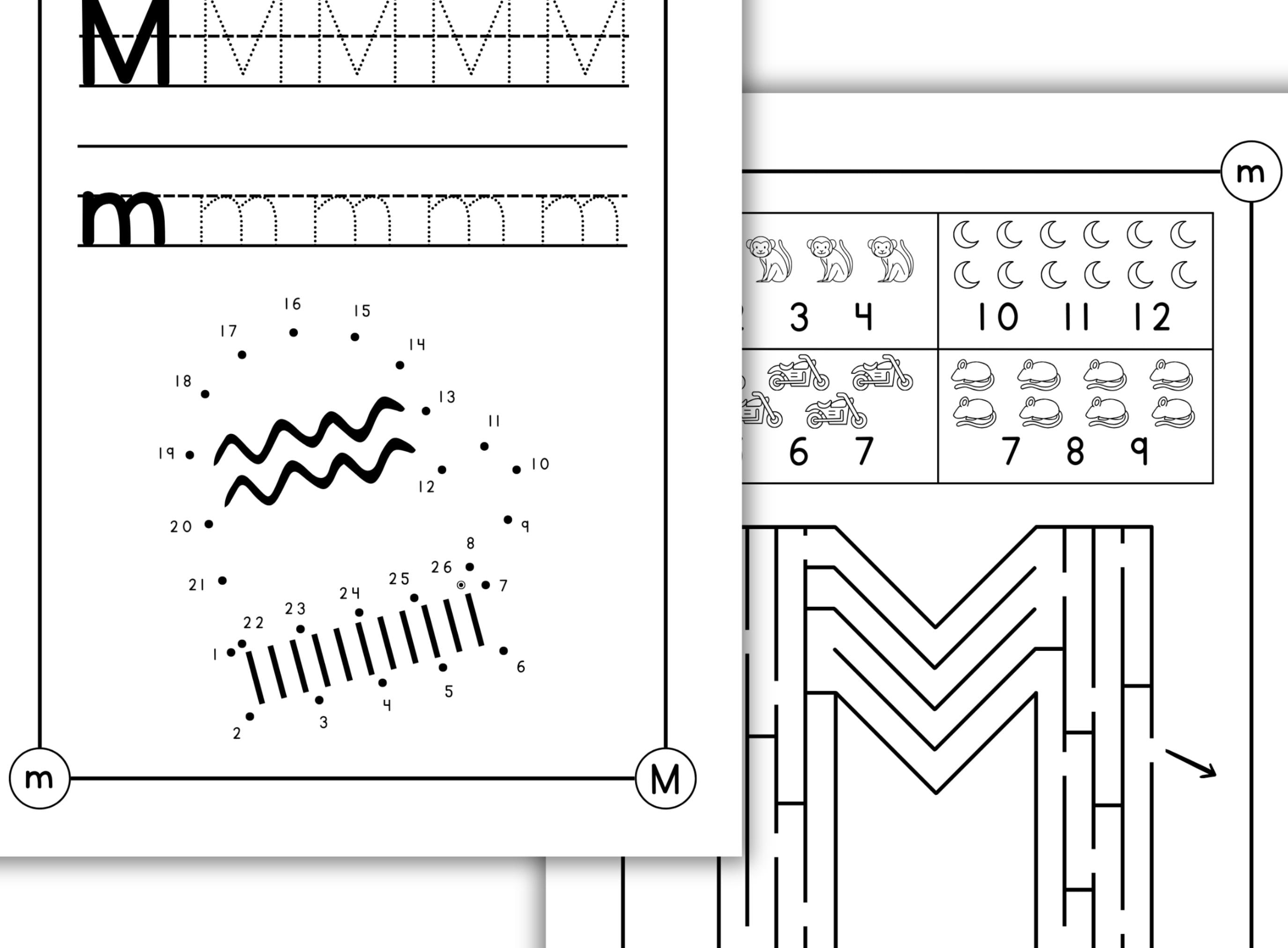 Letter M Activity Sheet, Preschool Alphabet Curriculum Letter of the ...
