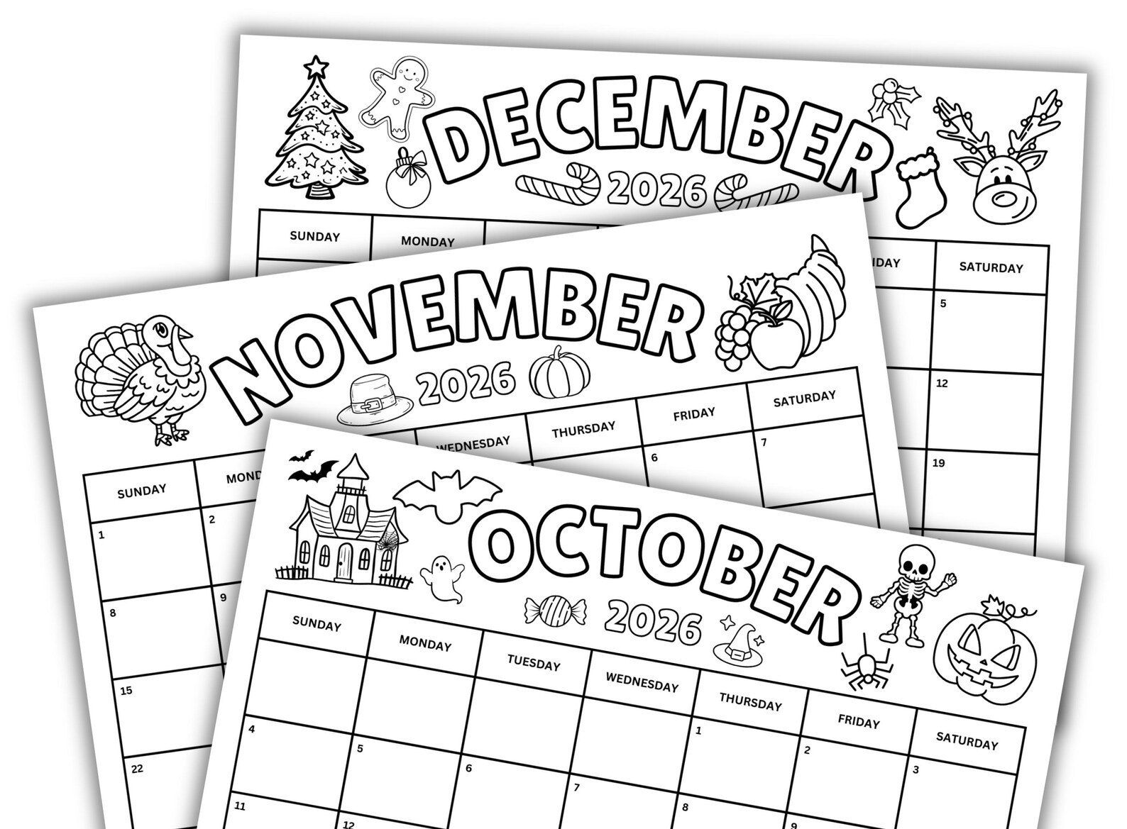 18-month Coloring Calendar Download, 2025-2026 Calendar Printable ...
