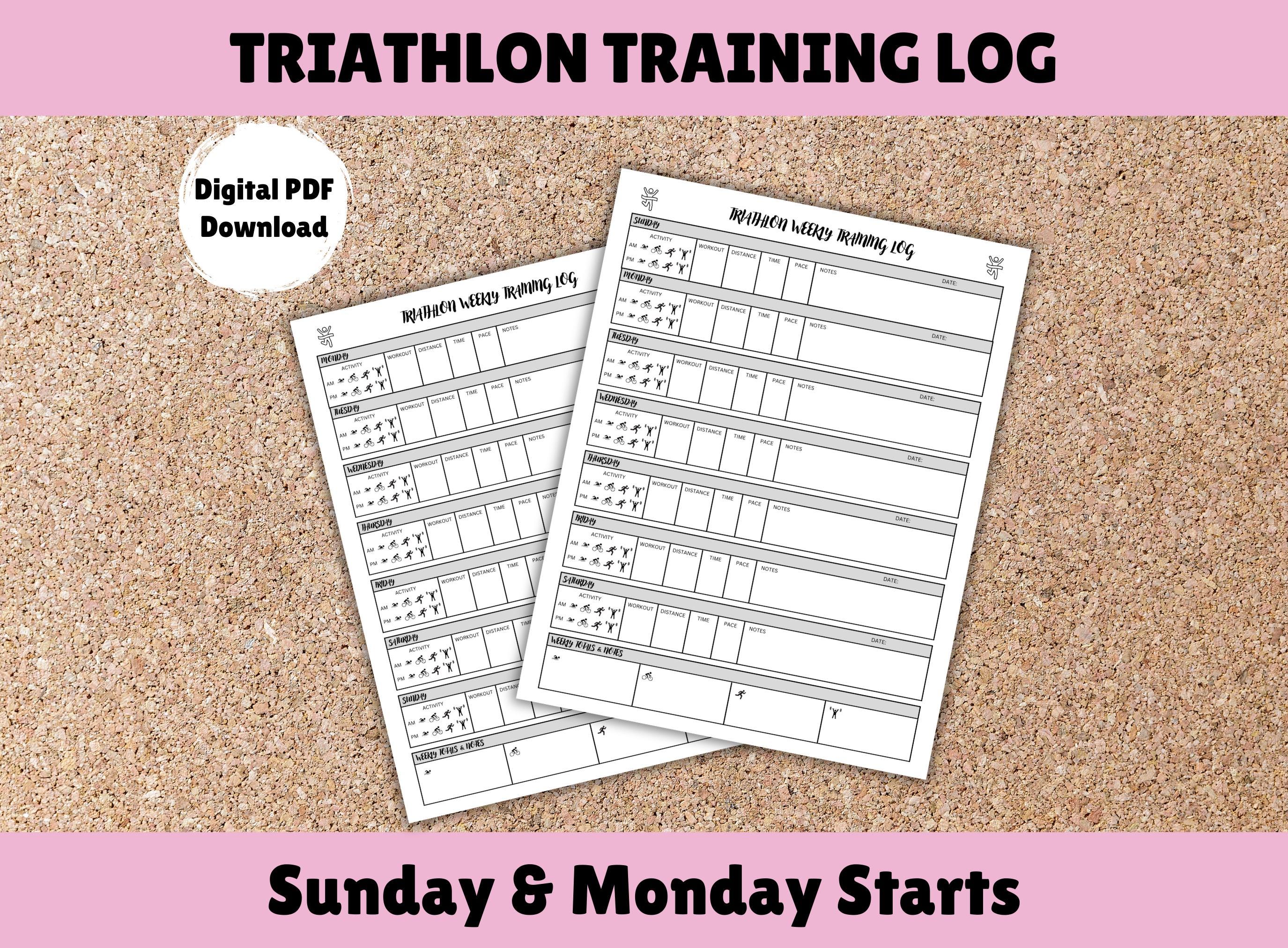 Printable Multisport Exercise Log | Triathlon Training Journal | Weekly ...